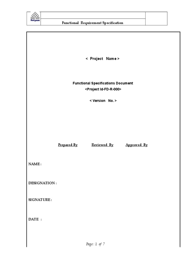 Functional Requirement Specification | PDF | Specification (Technical ...