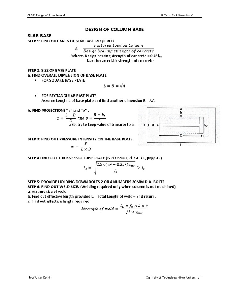 Design of Column Base Slab Base | PDF | Column | Mechanical Engineering