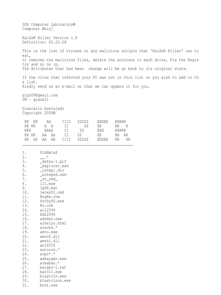 Kaizer Killer Report Pdf Operating System Technology Computer Security Exploits