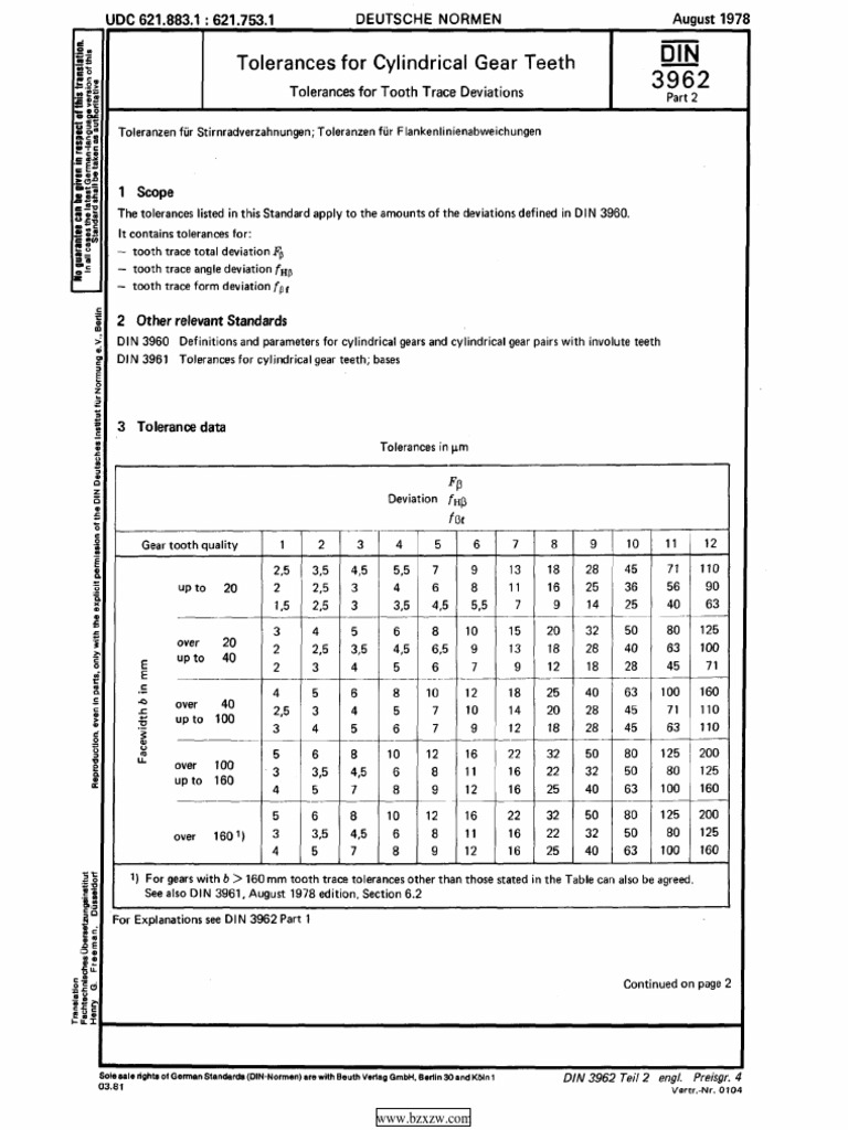 Din 3962-2 PDF | PDF | Gear | Engineering Tolerance