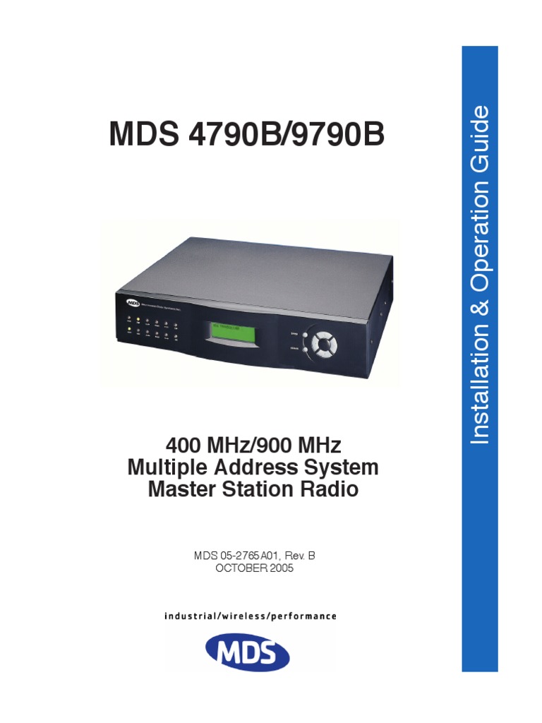 Mds 4790B/9790B: 400 Mhz/900 MHZ Multiple Address System Master Station ...