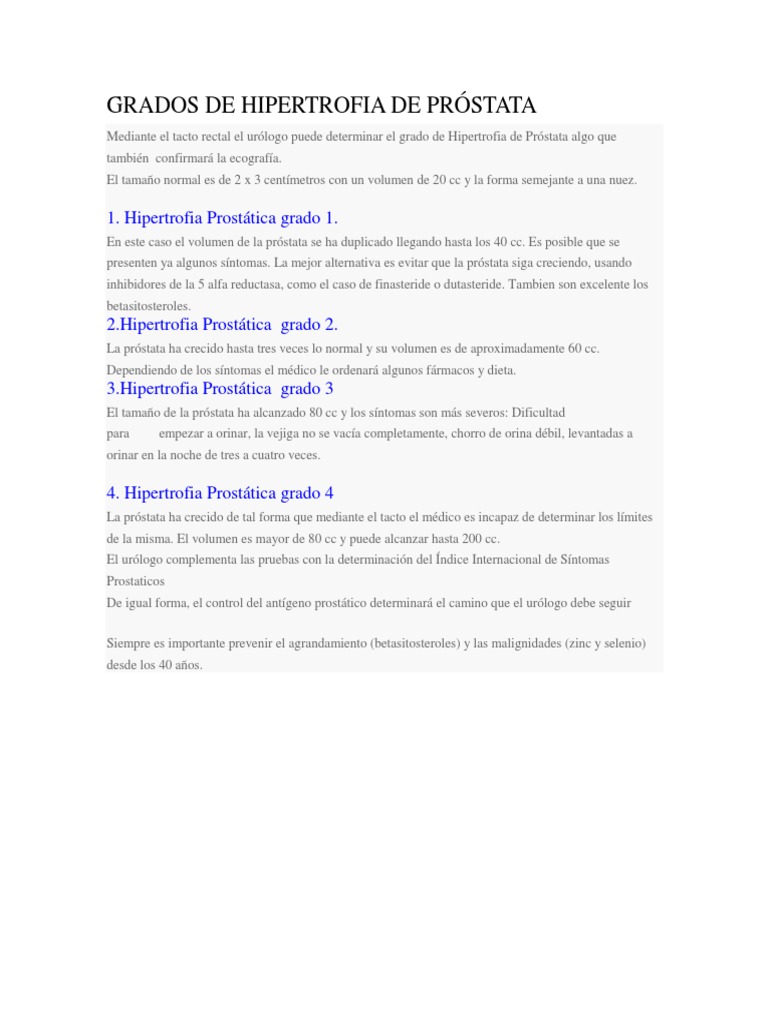 Grados de Hipertrofia Prostática | PDF | Salud y bienestar