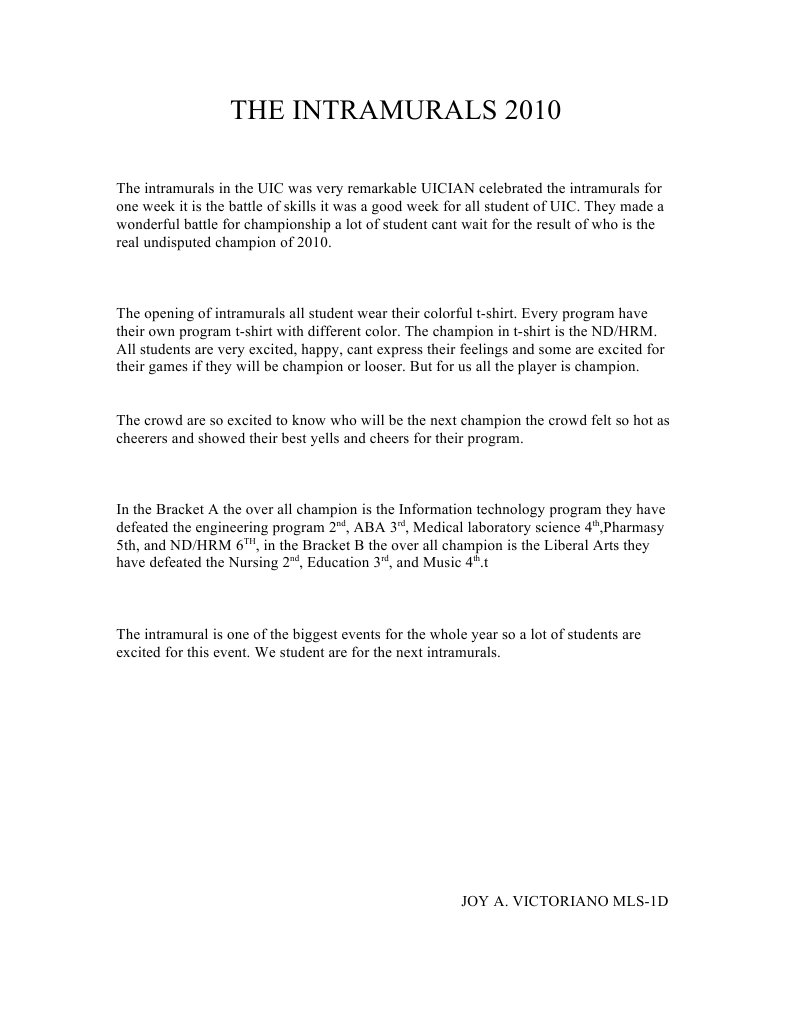 The Intramurals 2010 | PDF