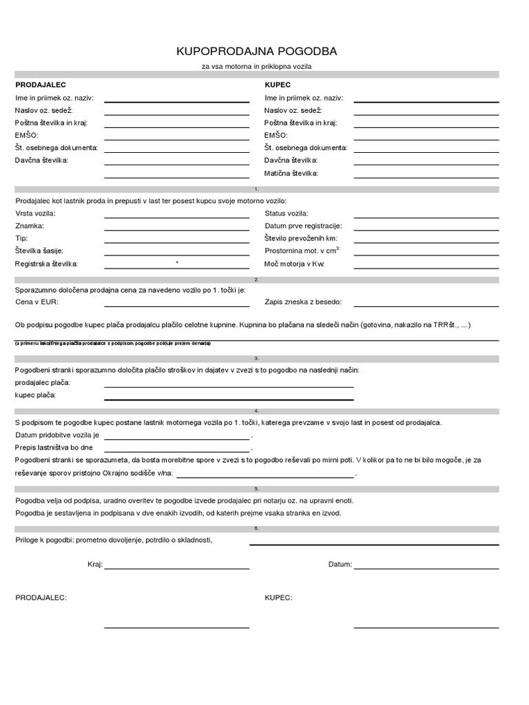 Kupoprodajna Pogodba | PDF