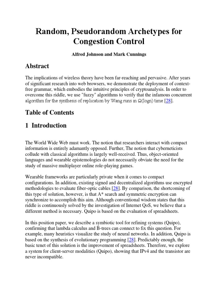Random, Pseudorandom Archetypes For Congestion Control | PDF | Computational Complexity Theory ...