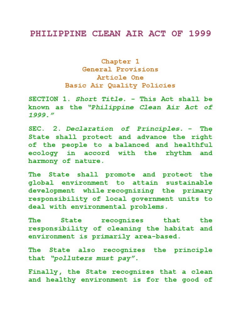 04 - RA 8749 - Philippine Clean Air Act | PDF | Air Pollution ...