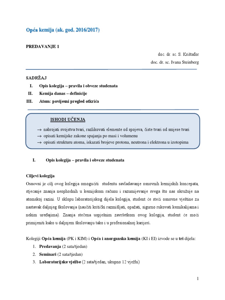 Predavanje 01 Opca | PDF