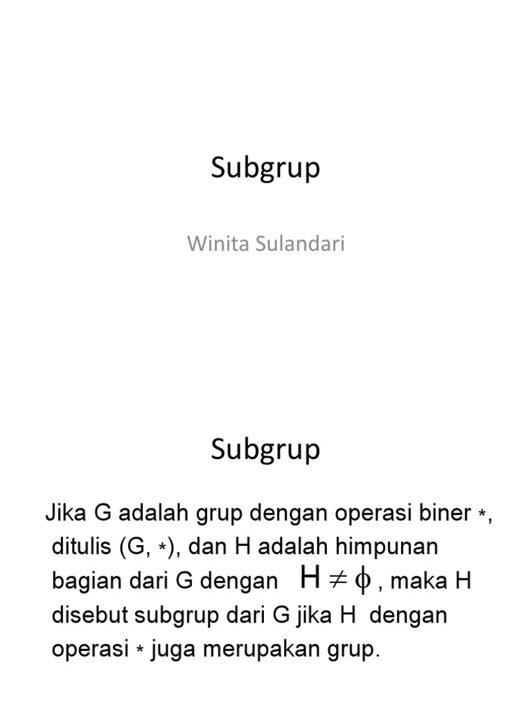 Memahami Subgrup dalam Teori Grup | PDF