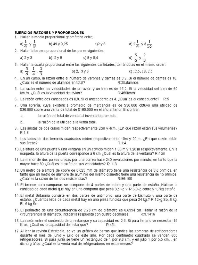 EJERCICIOS RAZONES Y PORCENTAJES | PDF | Interés | Tasas de interés