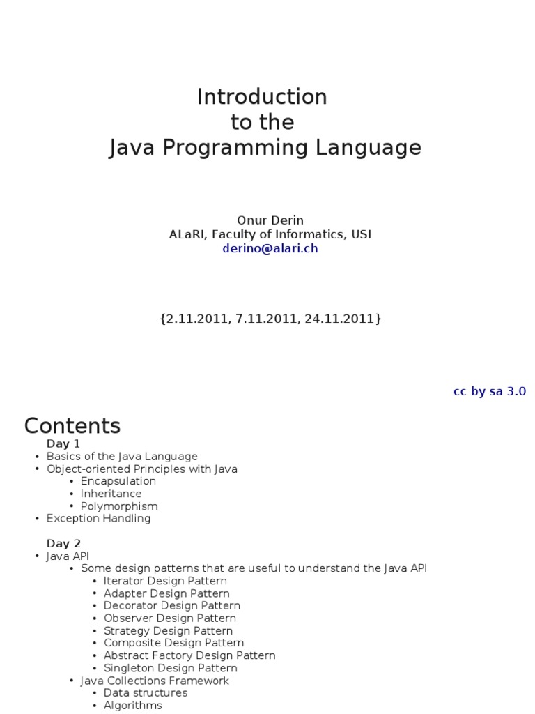 Java Lecture Notes Pdf Java Programming Language Class