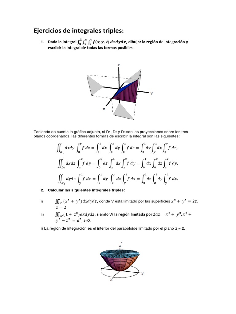 Ejercicios de Integrales Triples | PDF | Integral | Espacio