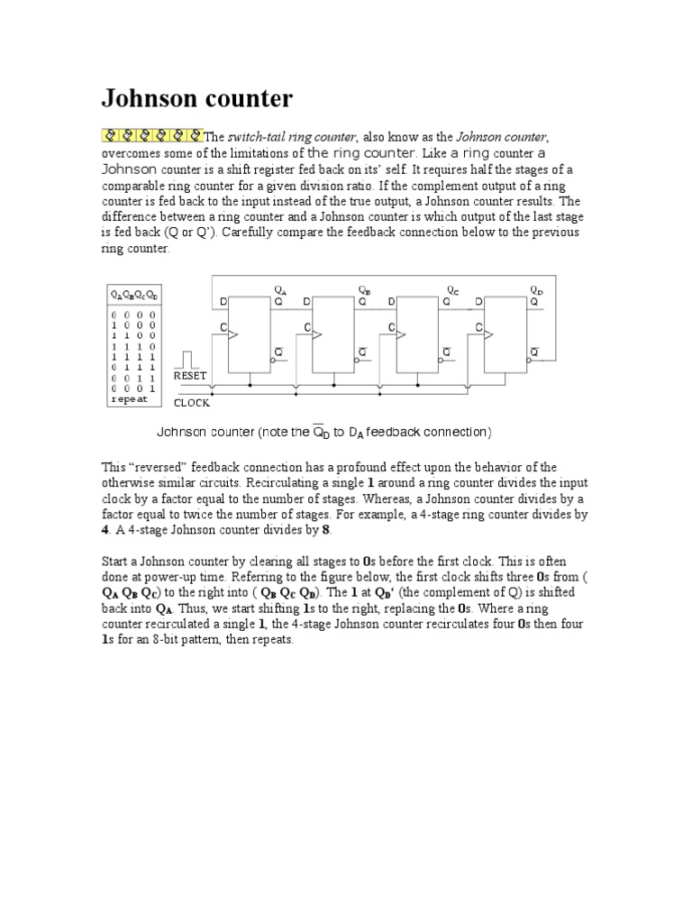 A 4-Stage Johnson Counter Divides by 8 | PDF | Electronic Circuits ...