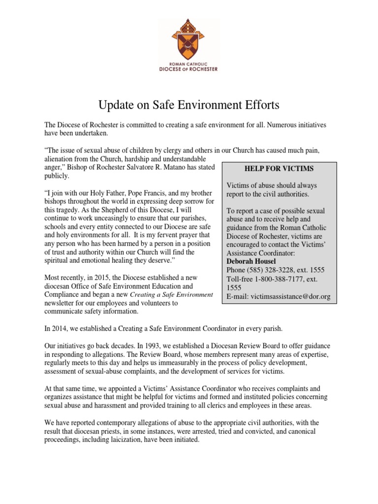 Rochester Diocese Safe Environment Update | PDF | Catholic Church ...
