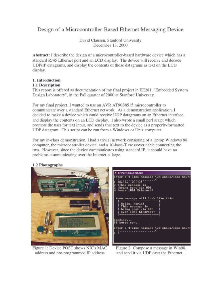 Design of A Microcontroller-Based Ethernet Messaging Device | PDF | Network Interface Controller ...