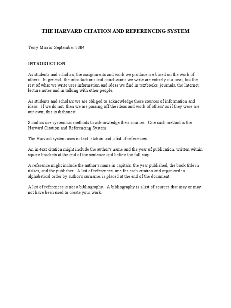 The Harvard Citation and Referencing System | PDF | Citation | Bibliography