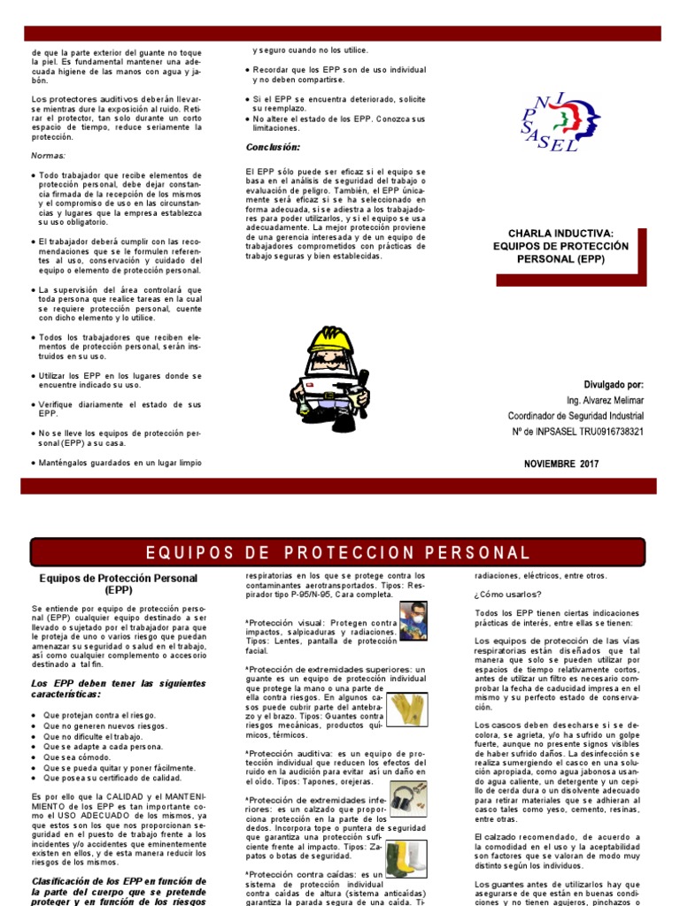 Triptico. Charla Epp. | PDF | Guante | Naturaleza