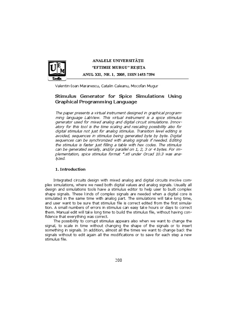 Stimulus Generator For Spice Simulations Using Graphical Programming ...