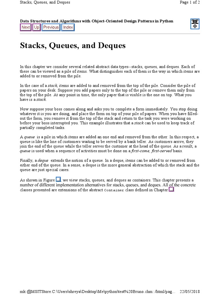 Stacks, Queues, and Deques: Data Structures and Algorithms With Object-Oriented Design Patterns ...