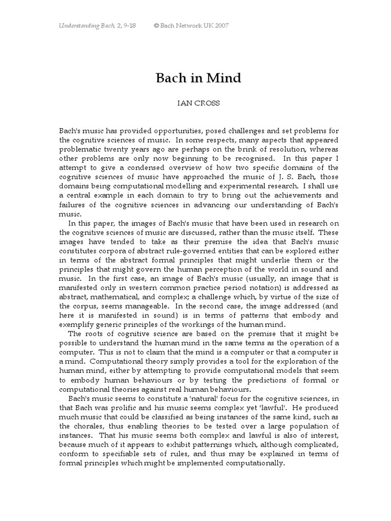 Cross Bach in Mind | Download Free PDF | Cognitive Science | Perception