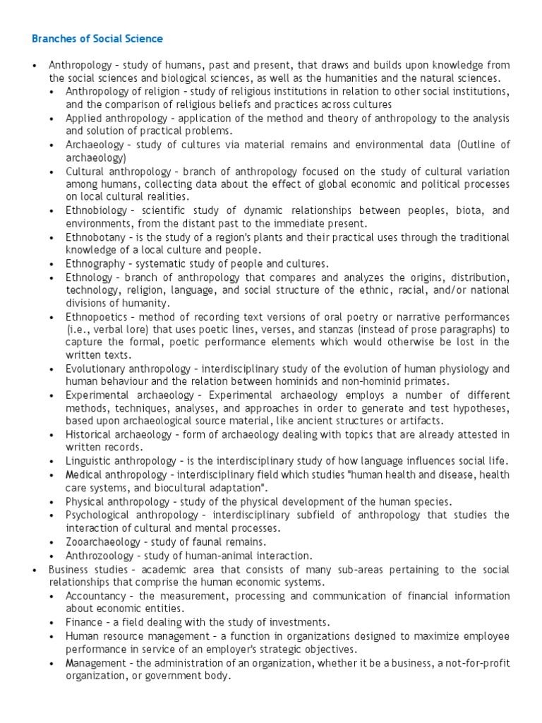 Branches of Social Science | PDF | Economics | Linguistics