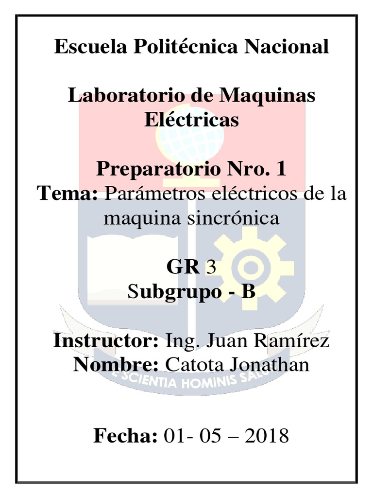 Análisis de los parámetros eléctricos de una máquina síncrona en el Laboratorio de Máquinas ...