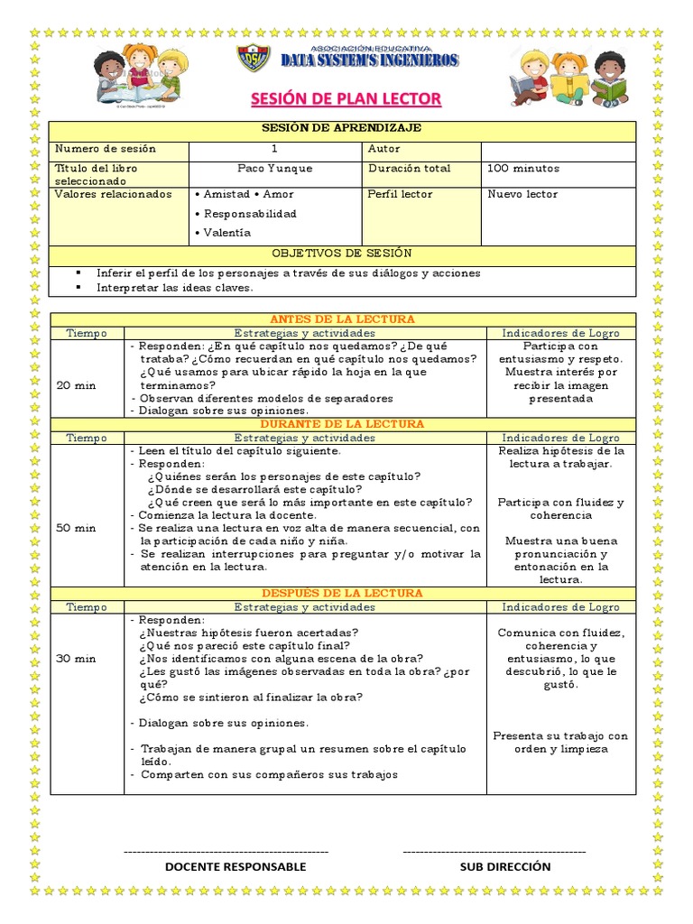 Sesión de Plan Lector | PDF | Lectura (proceso) | Imagen