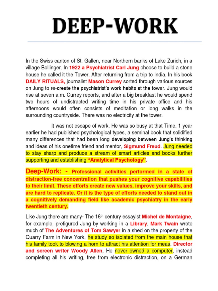 Deep Work | PDF | Carl Jung | Social Media