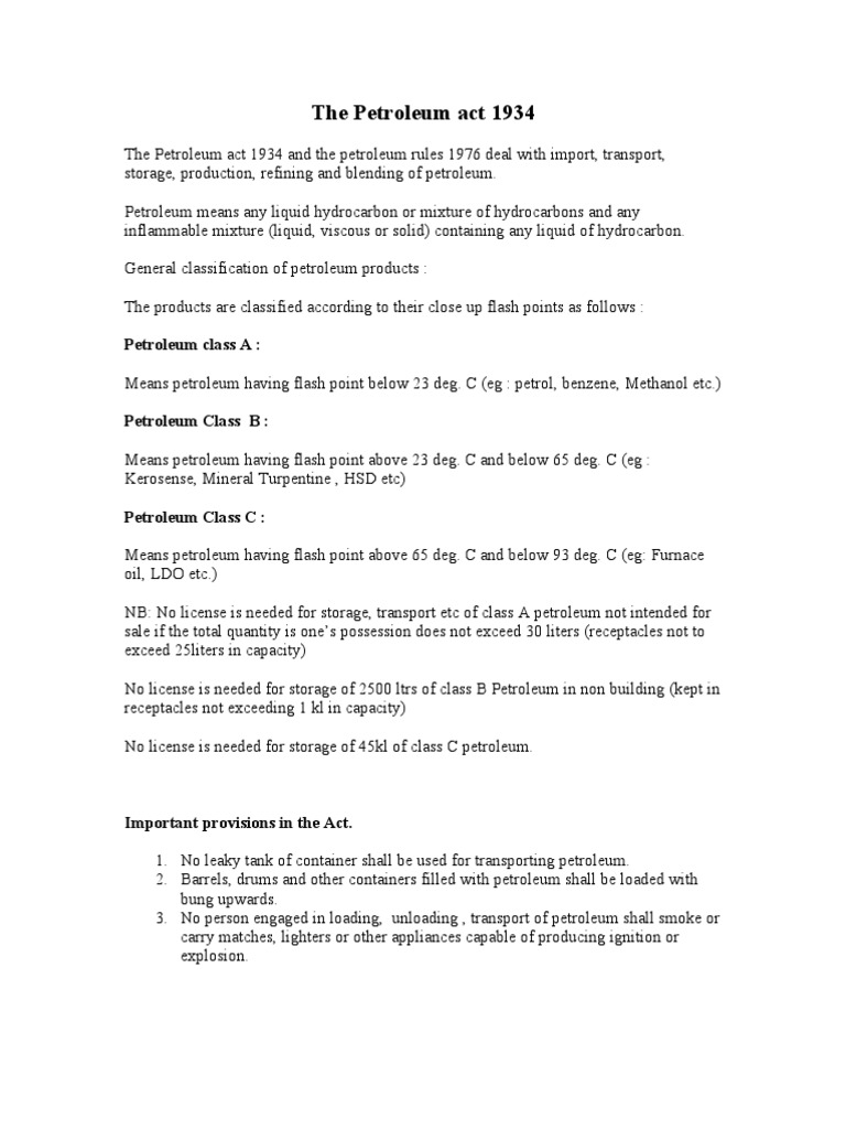 The Petroleum Act 1934 | PDF | Petroleum | Truck