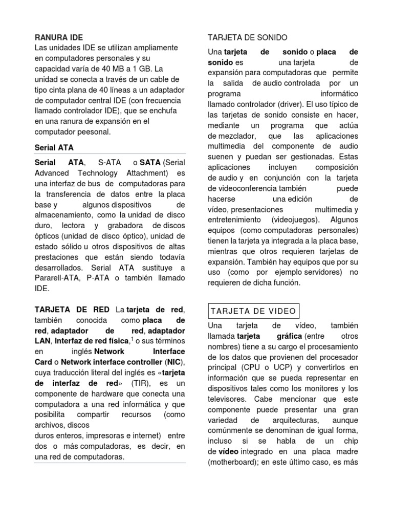 RANURA IDE Sata y Otros MAS | PDF | Memoria de sólo lectura ...