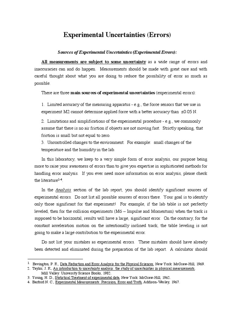 Understanding Experimental Errors | PDF | Observational Error ...