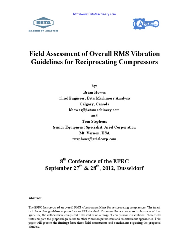 Field Assessment of Overall RMS Vibration Guidelines | PDF | Root Mean ...