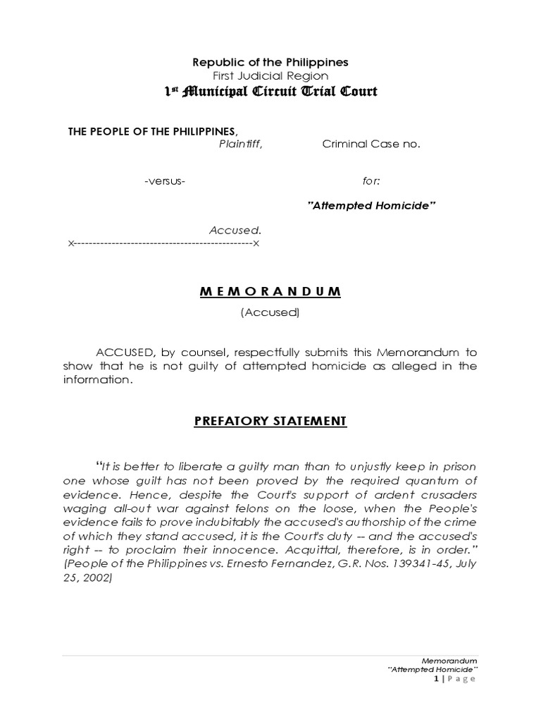 Attempted Homicide Case Analysis | PDF | Reasonable Doubt | Burden Of ...