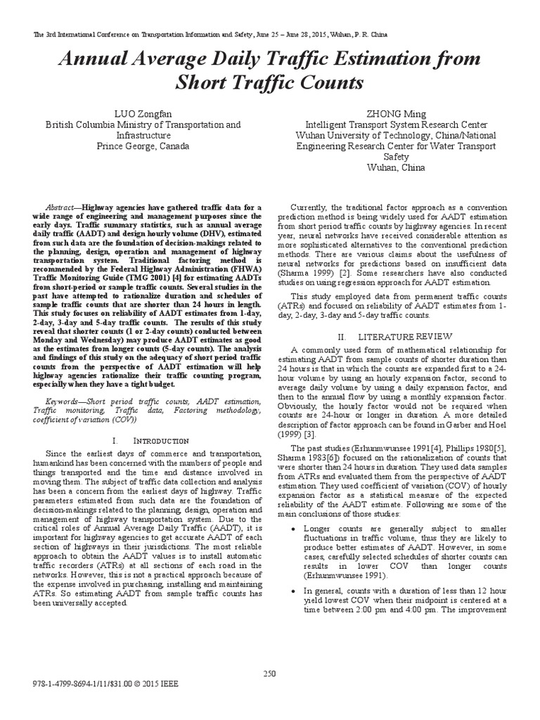 Annual Average Daily Traffic Estimation From Short Traffic Counts | PDF ...