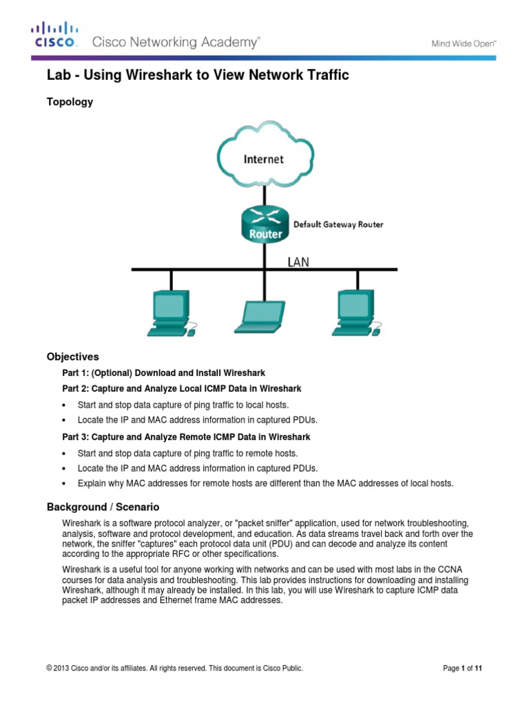 3.3.3.4 Lab - Using Wireshark To View Network Traffic | PDF | Network ...