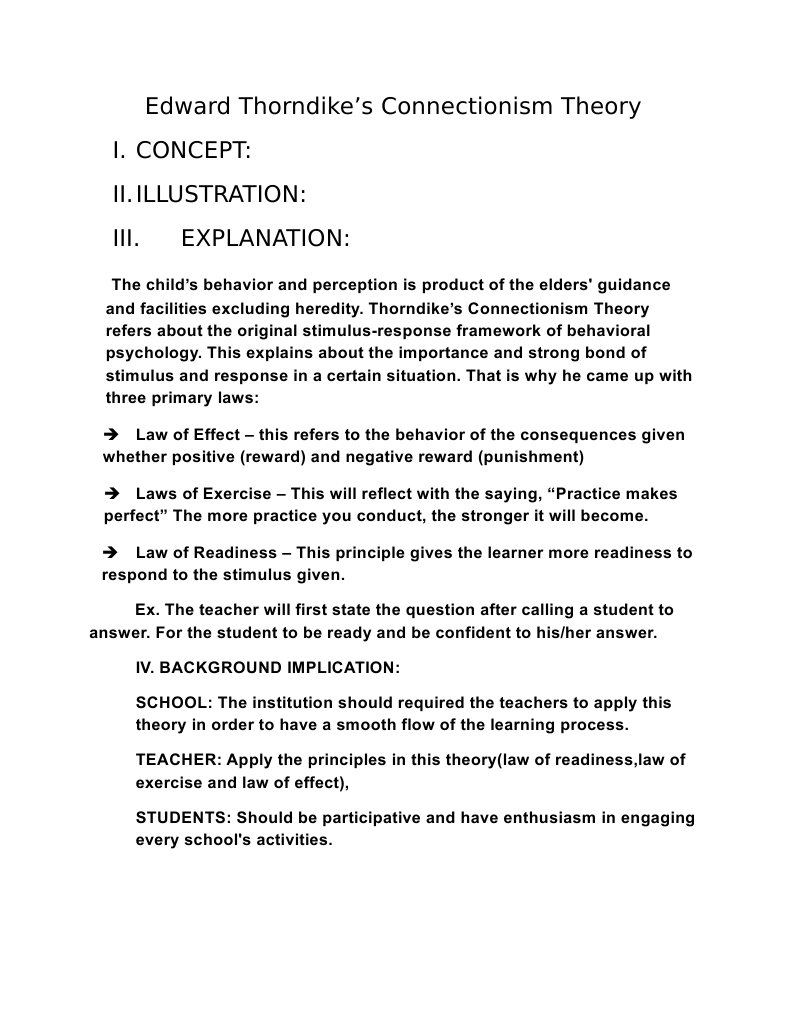 Thorndike's Connectionism Theory Explained | PDF
