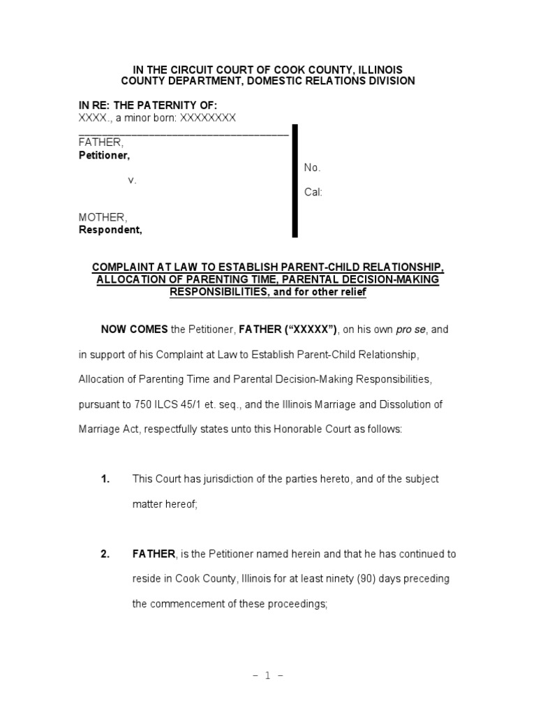 Petition to Establish a Parent Child Relationship REDACTED 05 20 18 ...