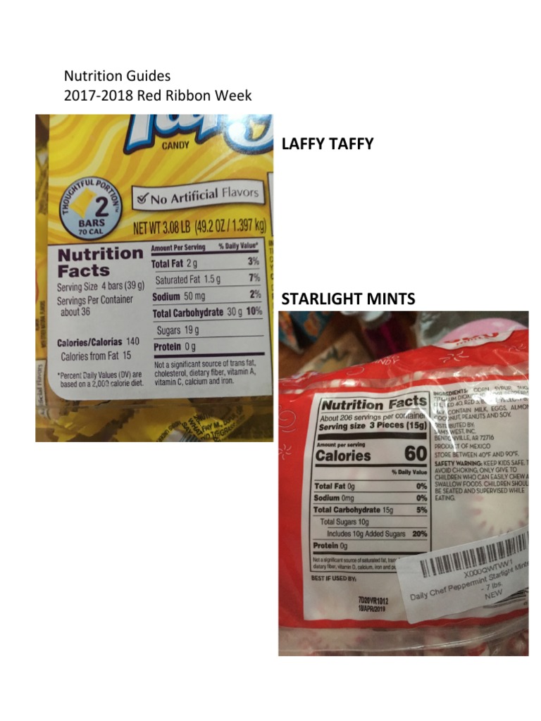 Nutrition Guides 2017 - 2018 Red Ribbon Week: Laffy Taffy | PDF