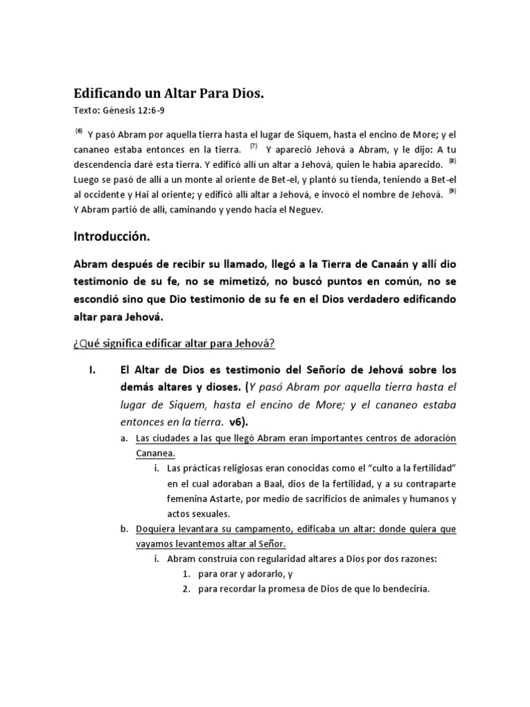 Edificando Un Altar para Dios | PDF | Abrahán | Canaán
