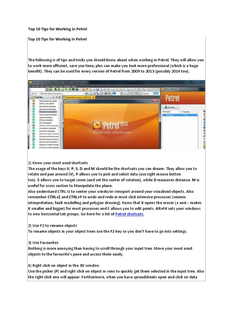 Top 10 Tips For Working in Petrel | PDF | Subroutine | Areas Of ...