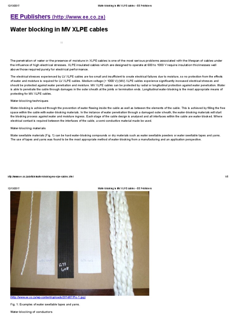 Water Blocking in MV XLPE Cables | PDF | Electrical Conductor ...