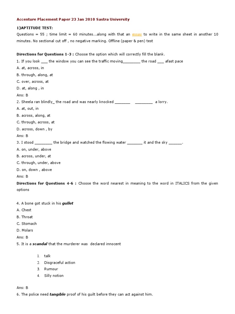 Accenture Placement Paper 2010 Overview | PDF | Water | Water Vapor