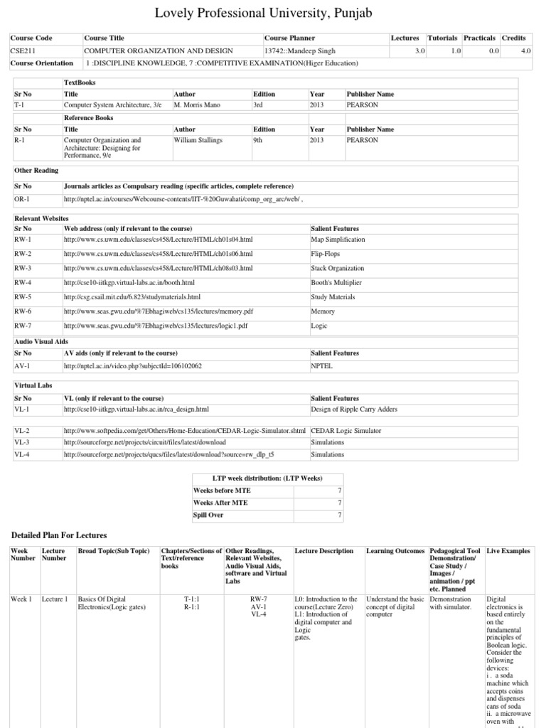 Compter Organization and Design Cse 211 PDF | PDF | Computer Data ...