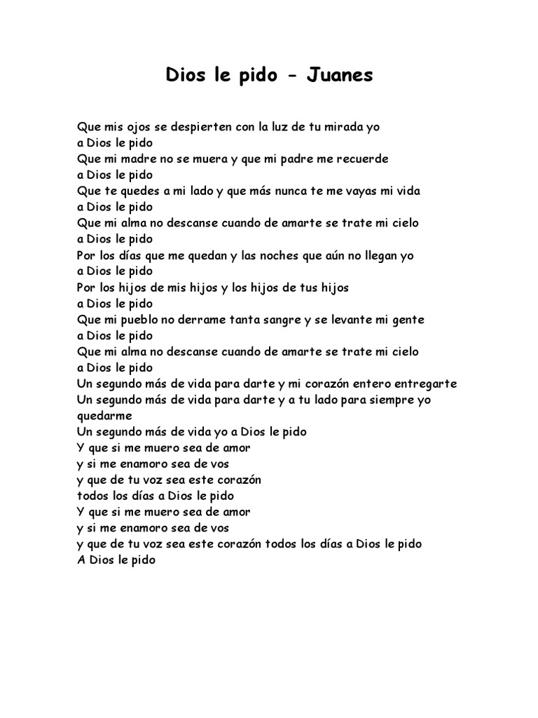 Juanes - A Dios Le Pido | PDF | Cocina, comidas y vino | Religión y ...