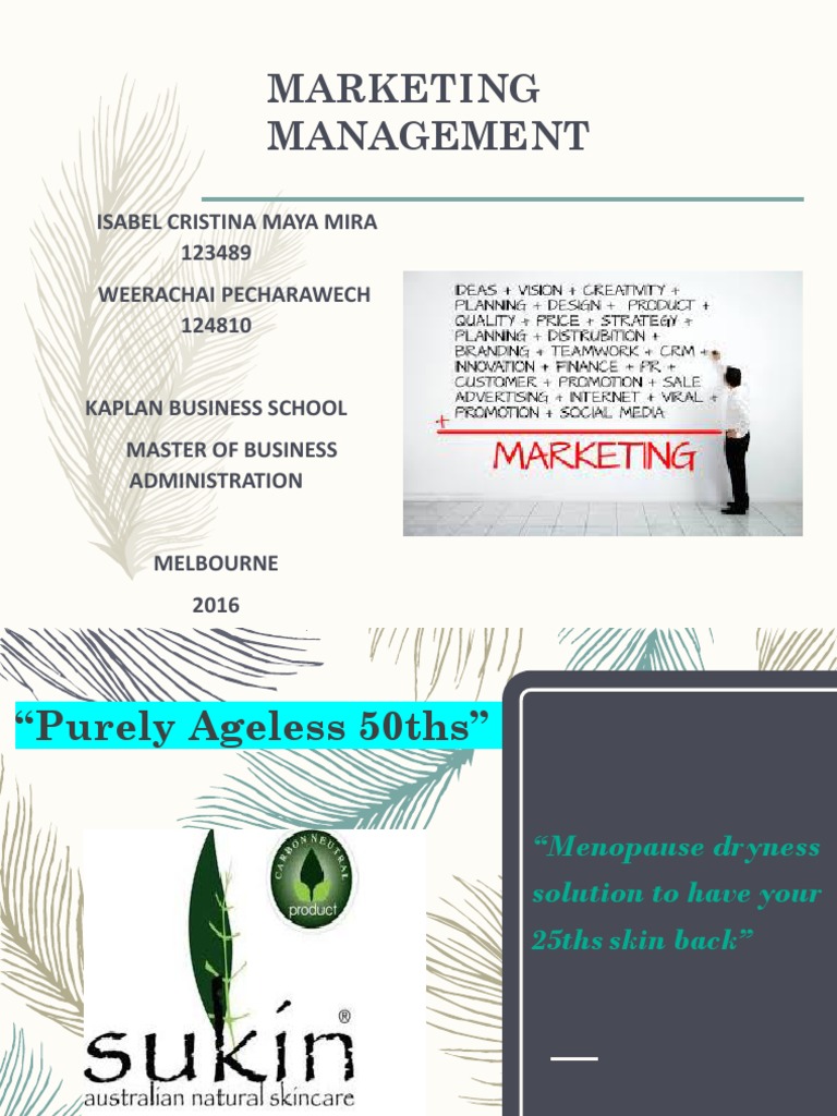 Week 2-3 Capstone Marketing Plan SUKIN - Presentation V7 | PDF | Brand ...