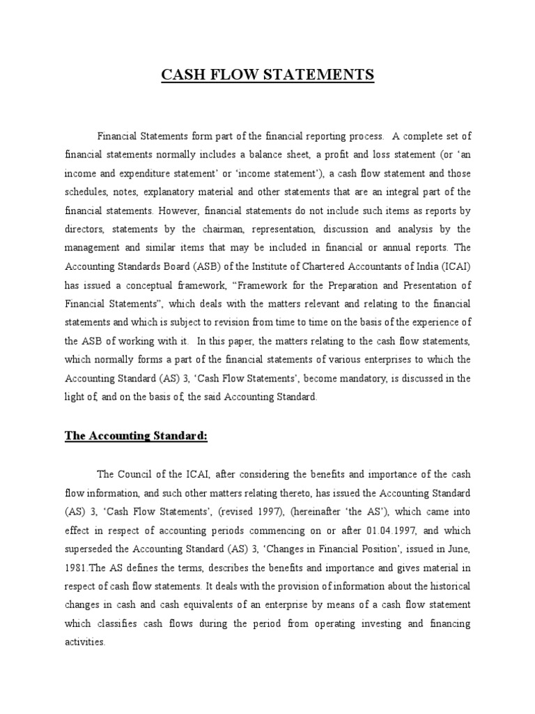 Cash Flow Statements: The Accounting Standard | PDF | Cash Flow ...
