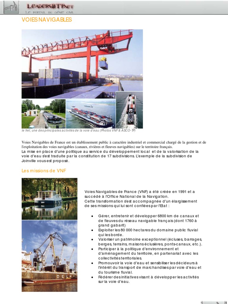 "Gestion et Valorisation des Voies d'Eau" | PDF | Voies navigables | Canal