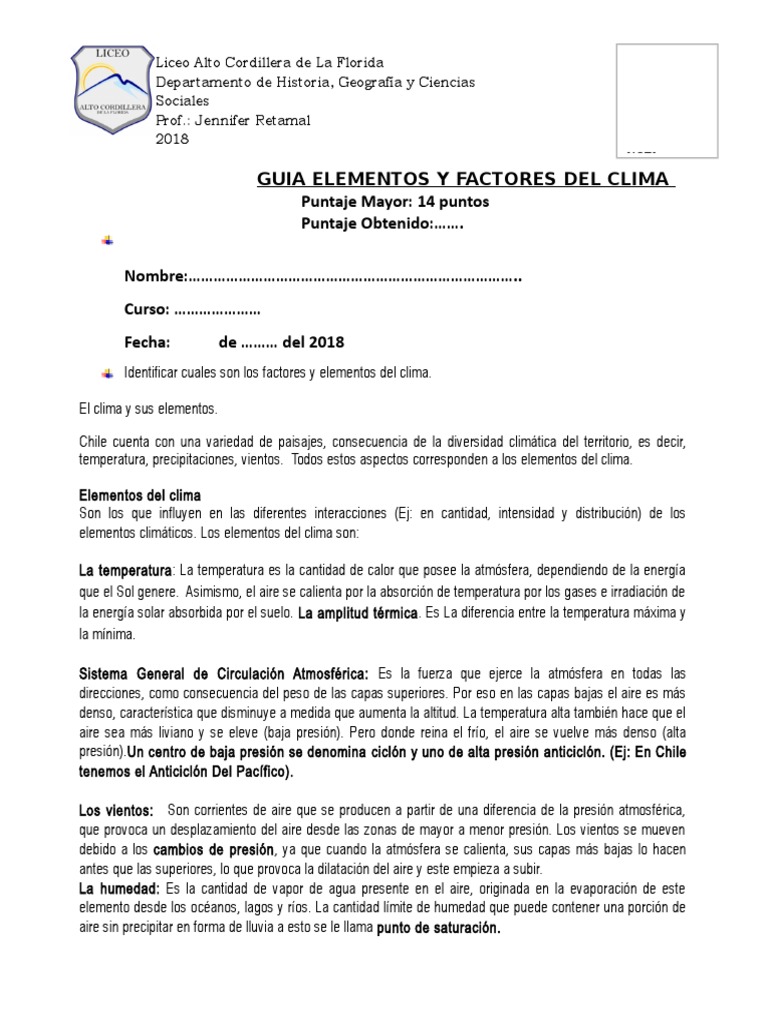Guia Elementos Del Clima | PDF | Clima | Humedad