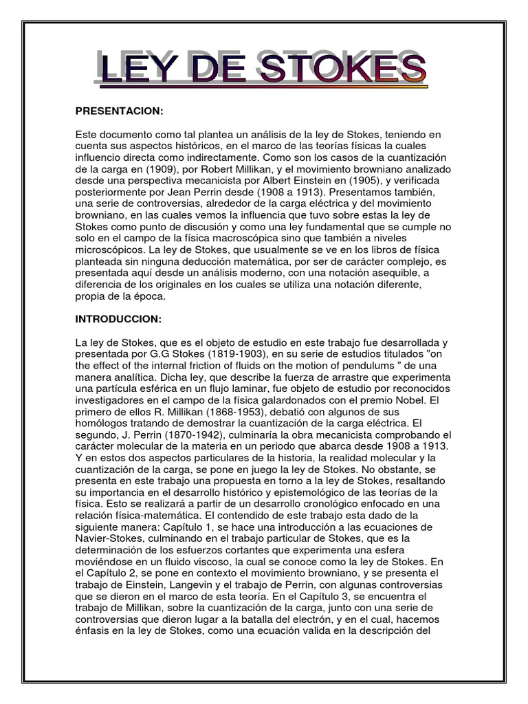 Ley de Stokes | PDF | Cantidad | Mecanica clasica