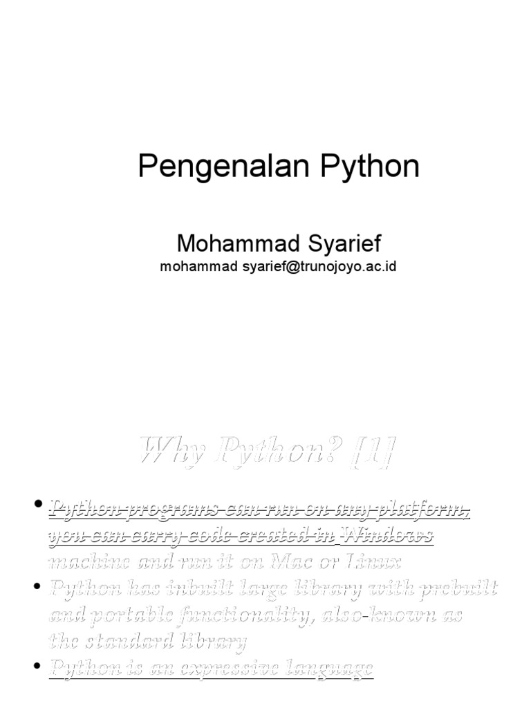 Pengenalan Python: Mohammad Syarief | PDF | Python (Programming Language) | Application Software