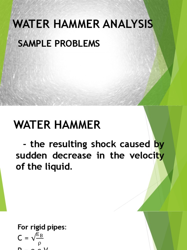 Water Hammer Analysis: Sample Problems | PDF | Soft Matter | Physical ...